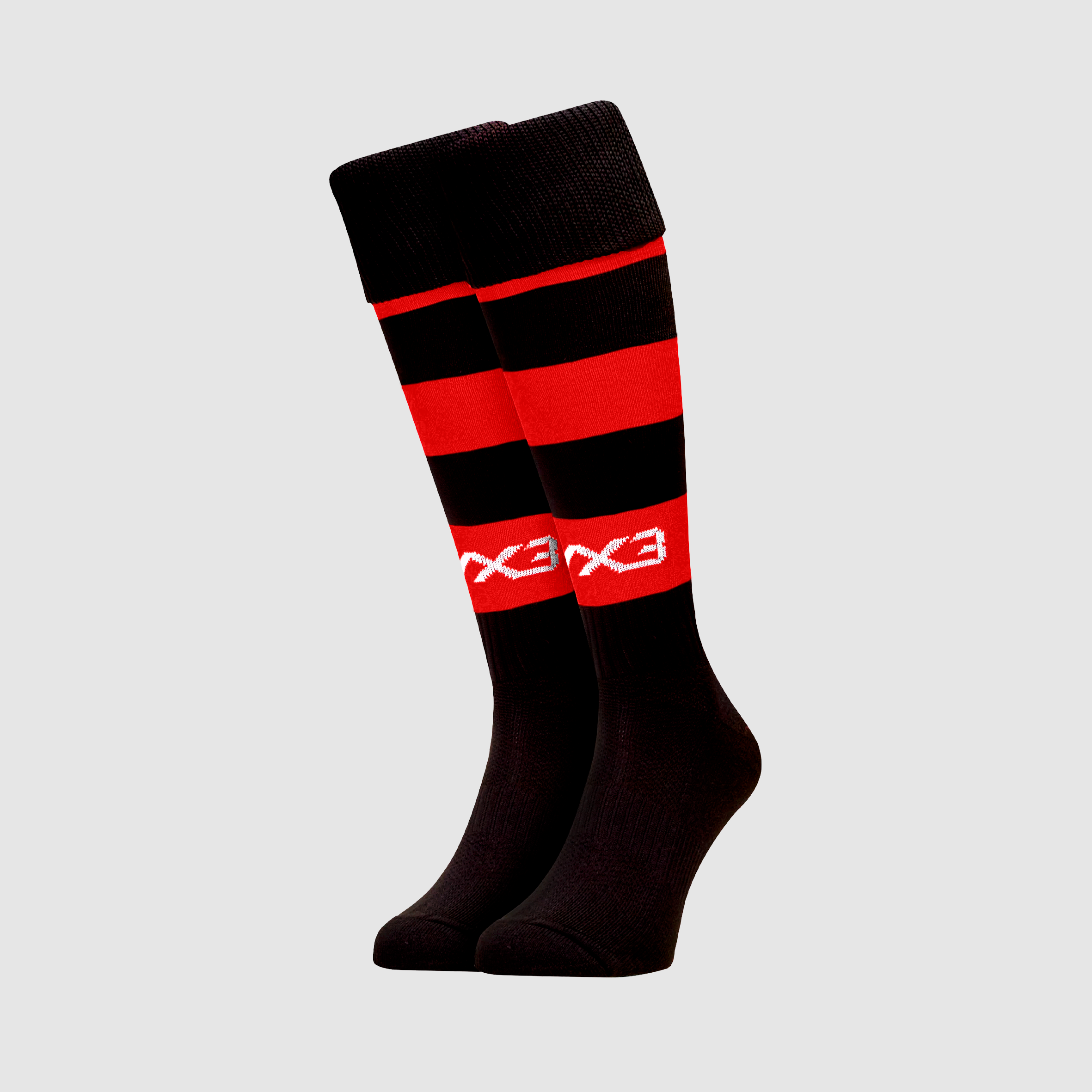 Youth Hooped Playing Socks Black/Red – VX3