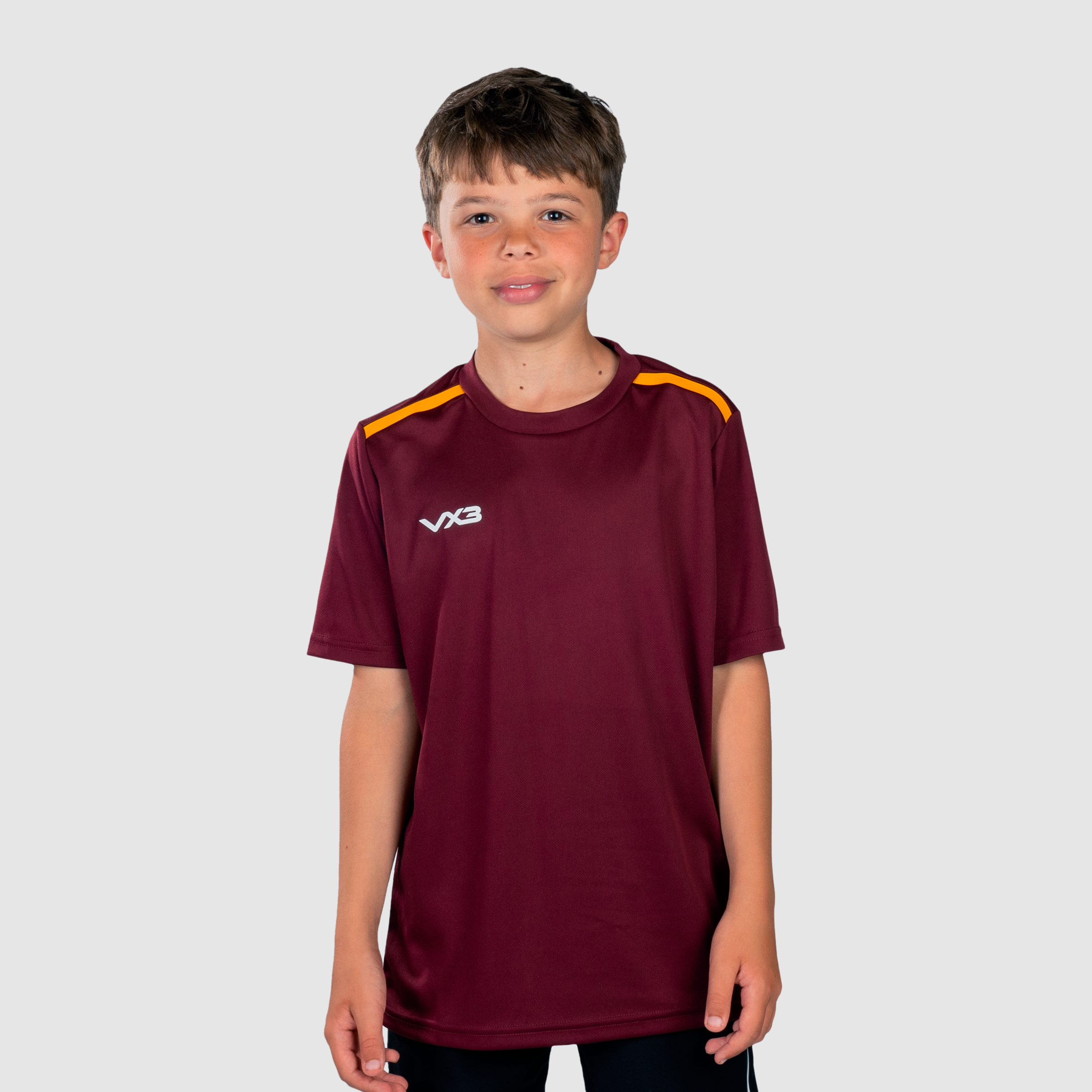 Fortis Youth Tee Maroon/Amber – VX3