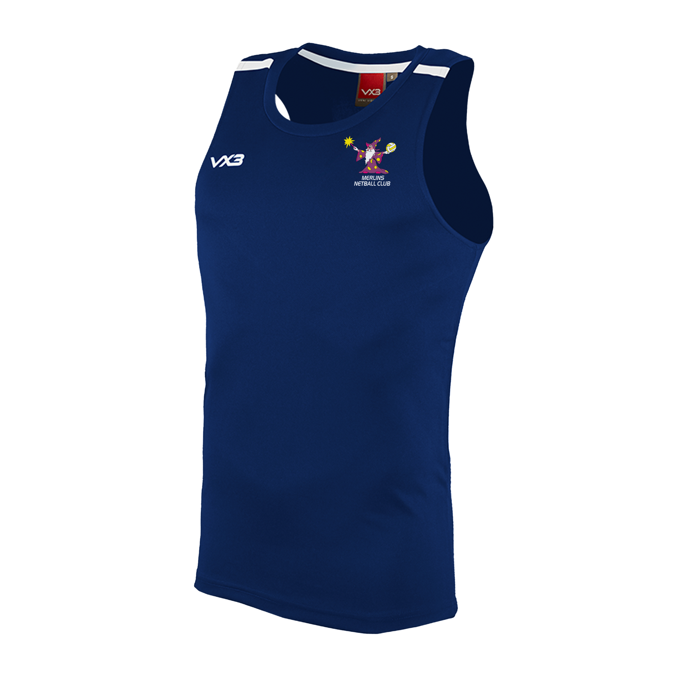 Merlins Netball Navy/White Fortis Vest – VX3