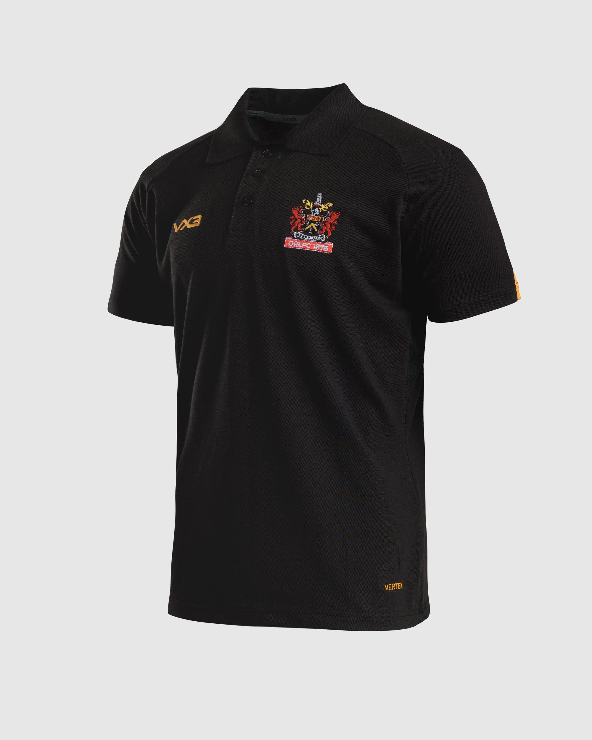Oldham RLFC 2026 Vertex Polo Shirt Black/Amber – VX3