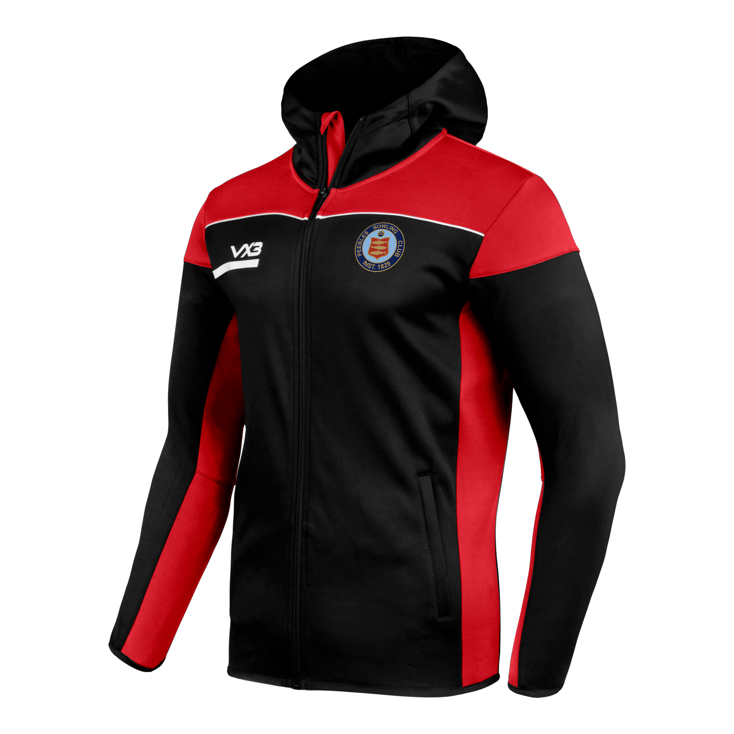 Peebles Bowling Club Opus Zoodie Black/Red – VX3
