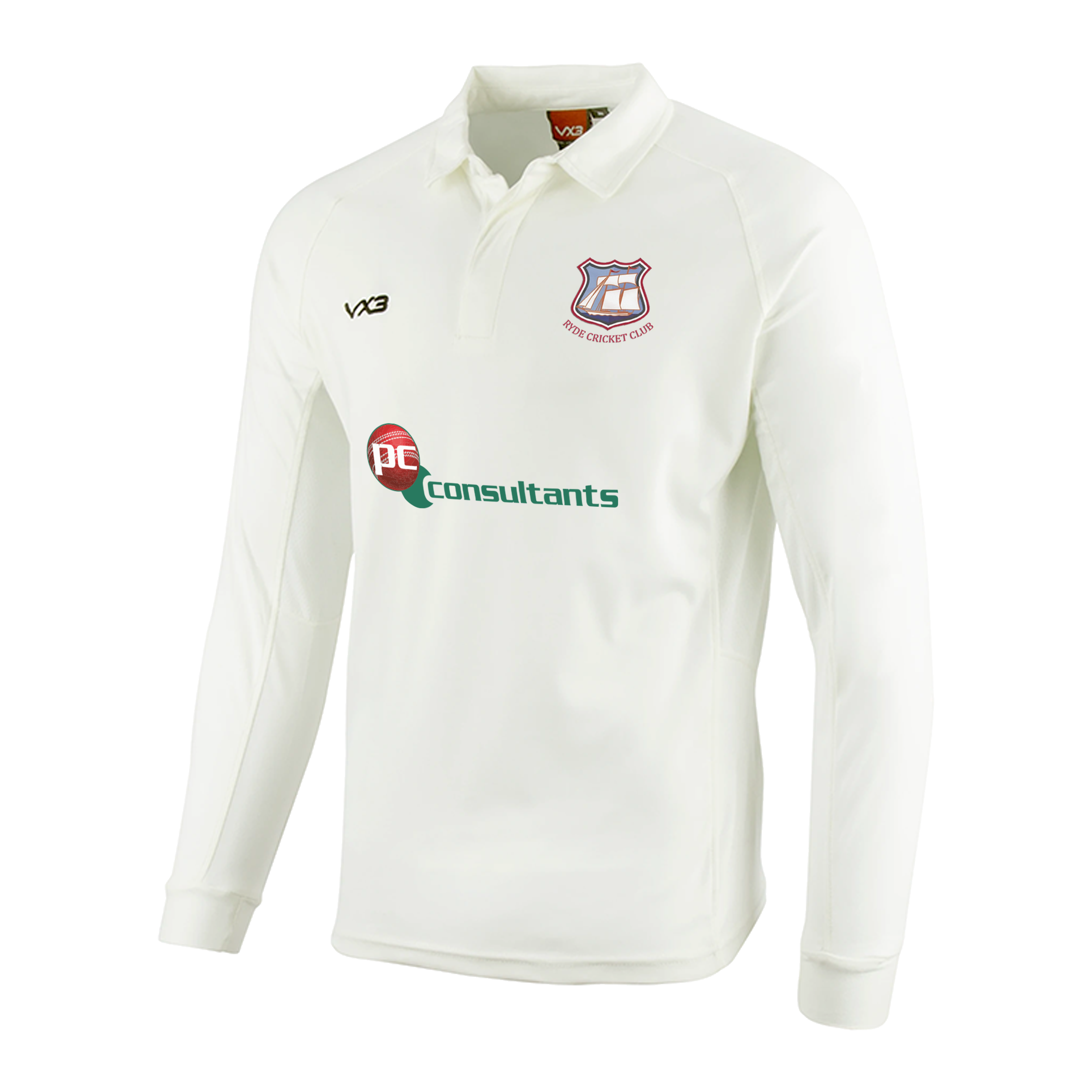 Ryde Cricket Club Whites Youth L/S Shirt – VX3